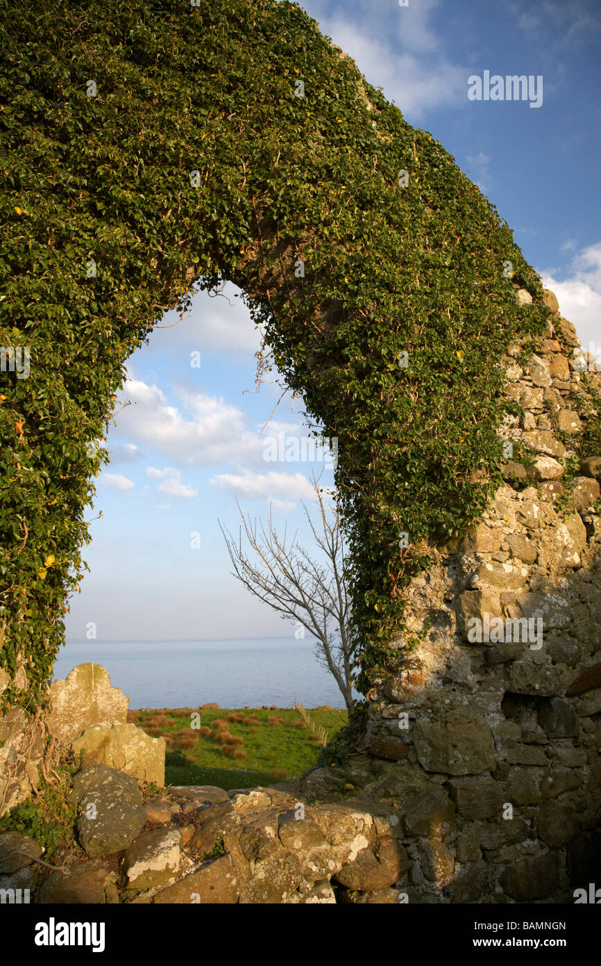 looking out through window hole in the Remains of Saint Colemans 16th ...