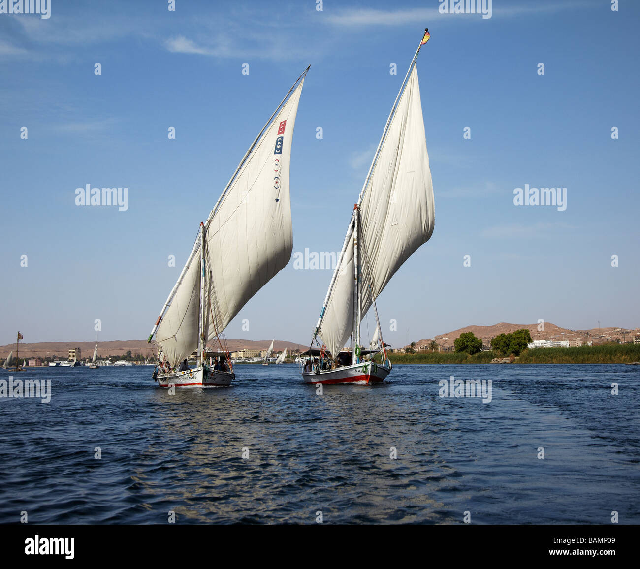 Felucca Sailing Boat on the River Nile near Aswan, Egypt Stock Photo ...
