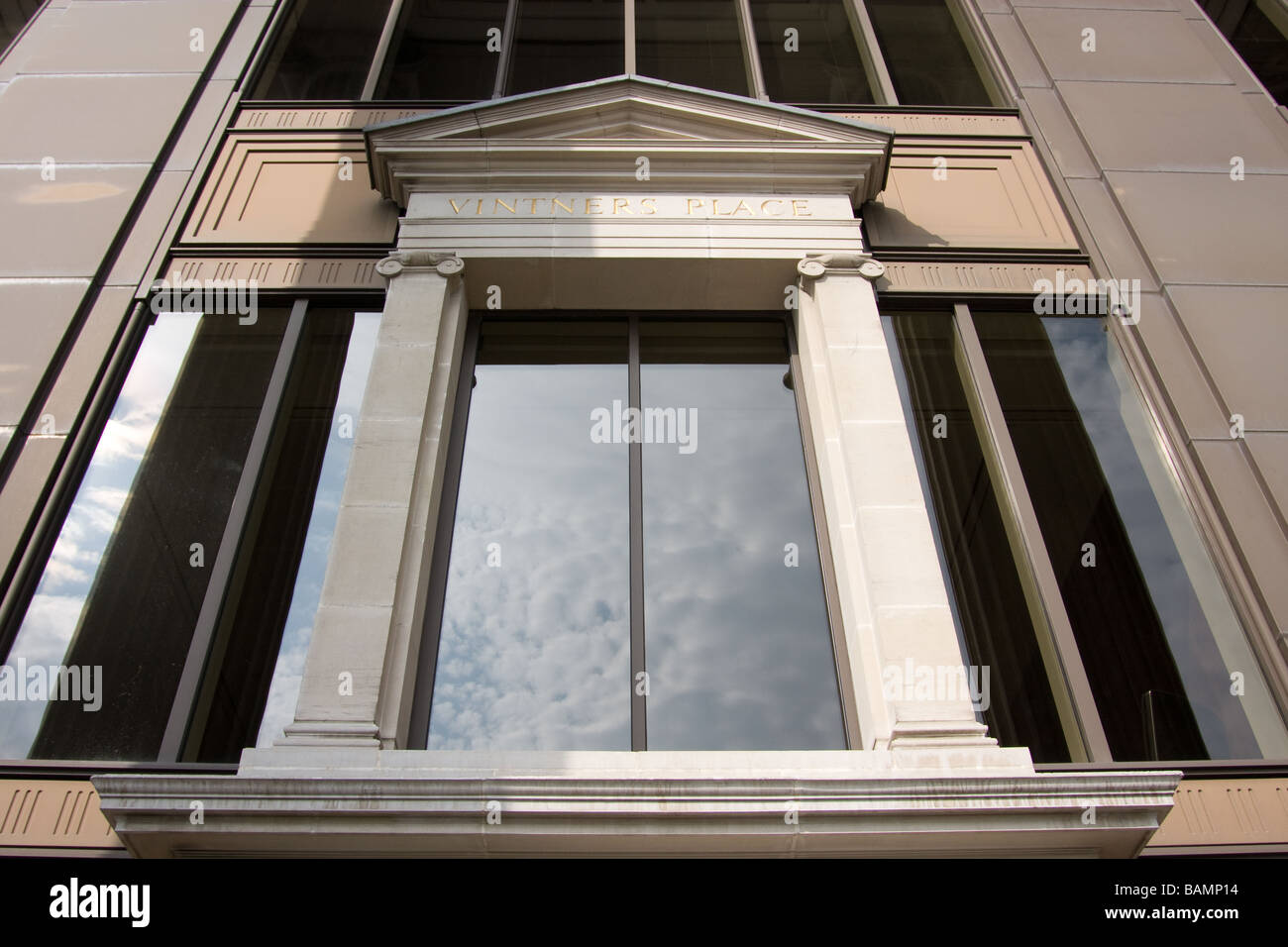 roman style columns vintners building thames path north bank river ...