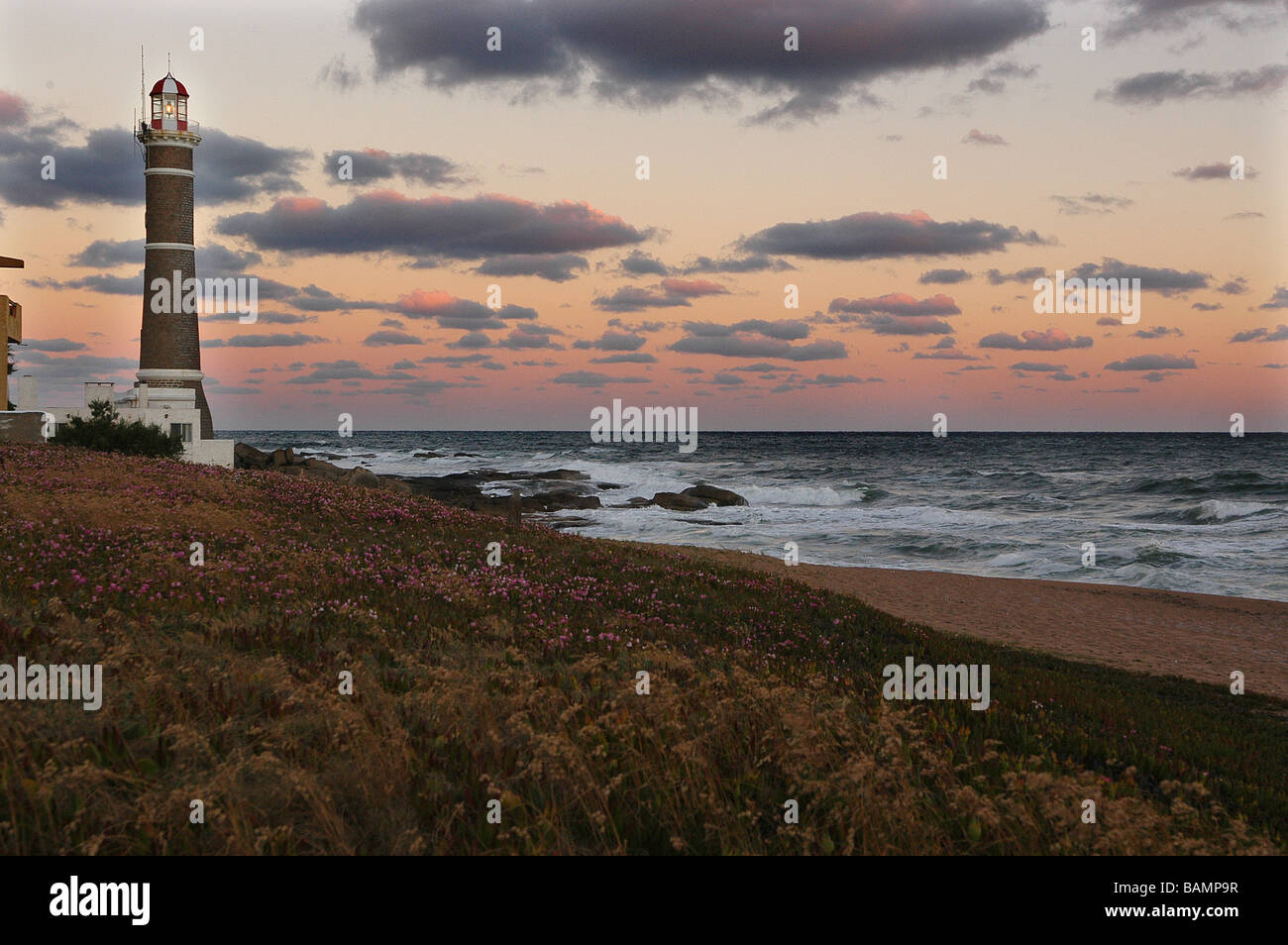 Calm sunset near the lighthouse of Jose Ignacio Punta del este Stock ...