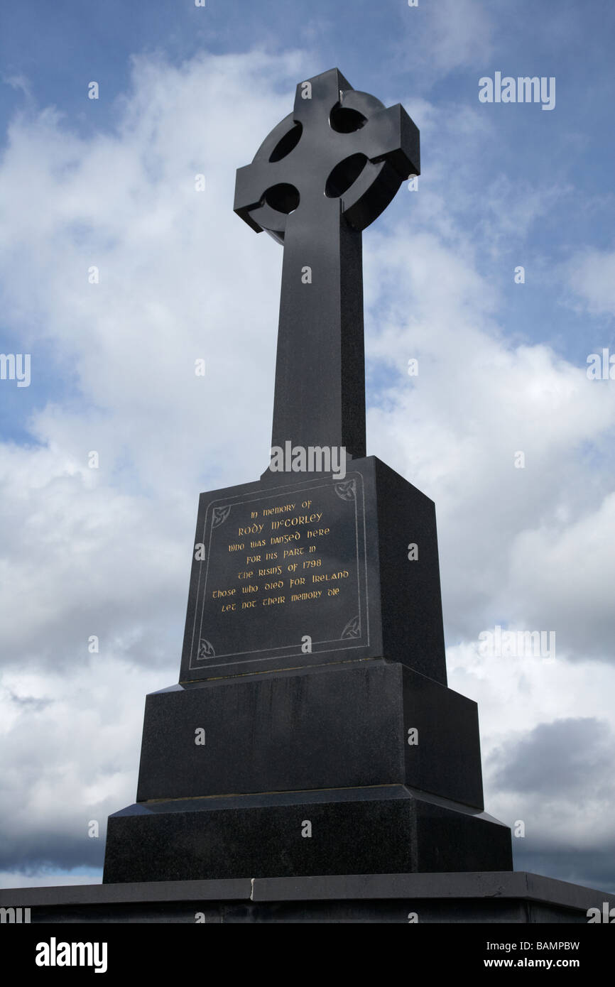 Roddy McCorley memorial celtic cross at the place he was hanged in the ...