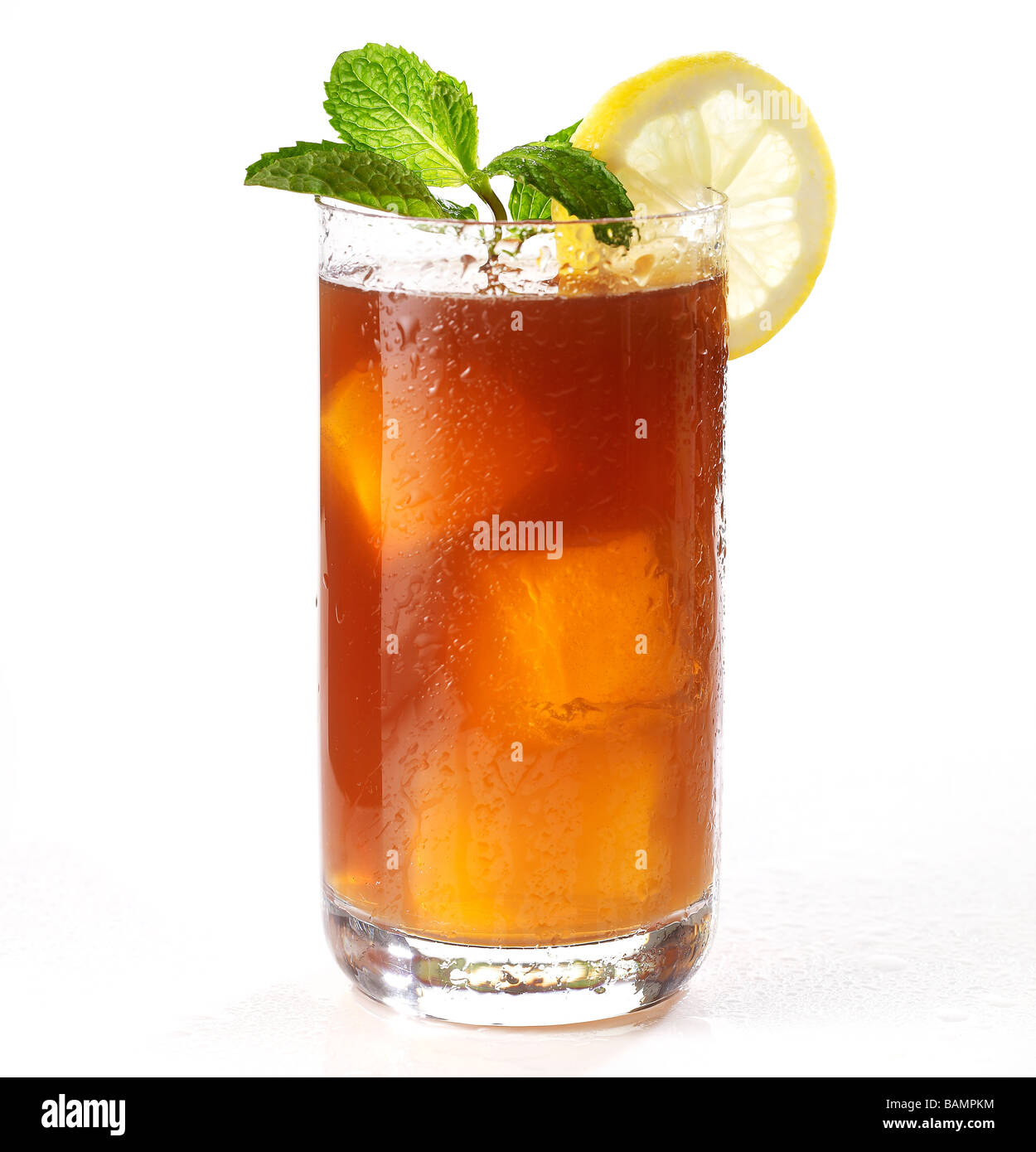 Iced Tea in a tall glass on a white surface Stock Photo - Alamy