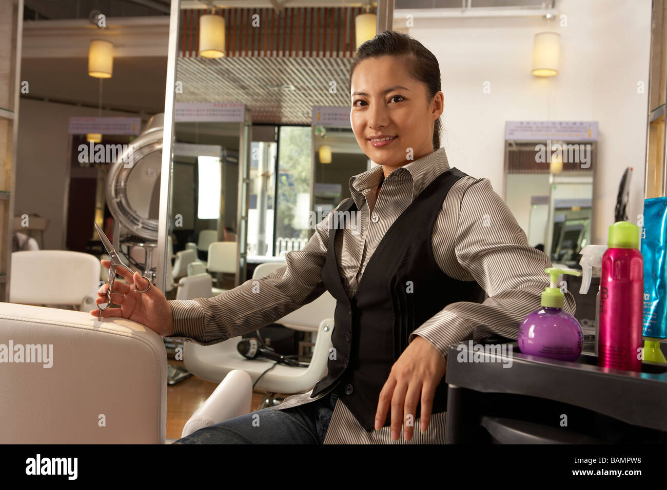 Portrait Of Hairdresser Stock Photo - Alamy