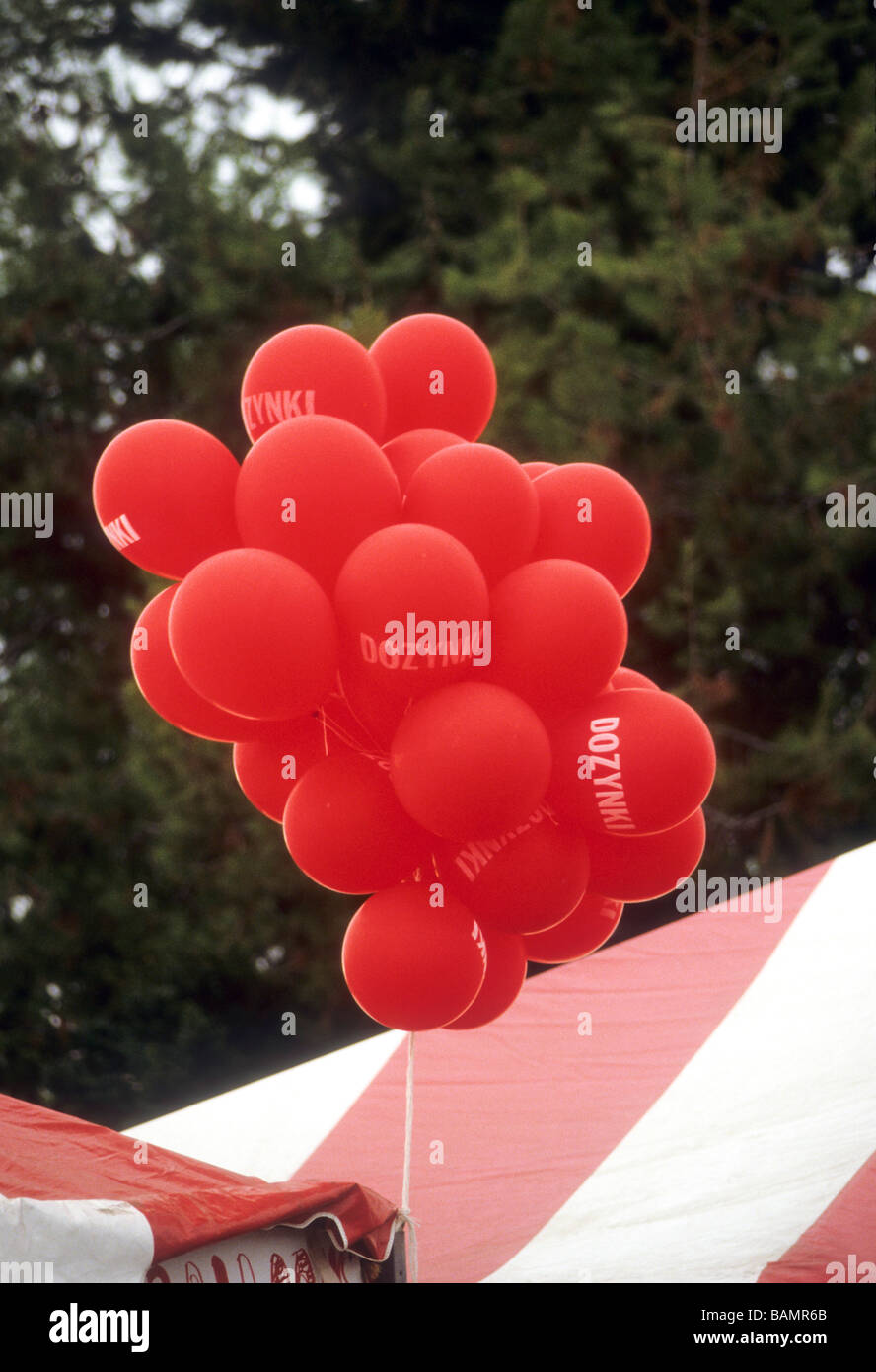 Red balloon cluster fair group sale color fun excite toy child festive ...