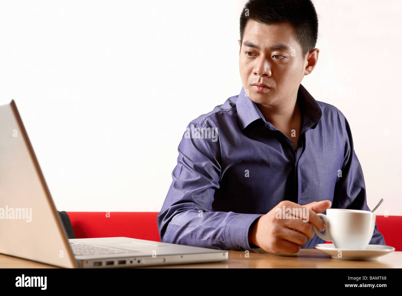Man Taking Break From Using Laptop Stock Photo - Alamy