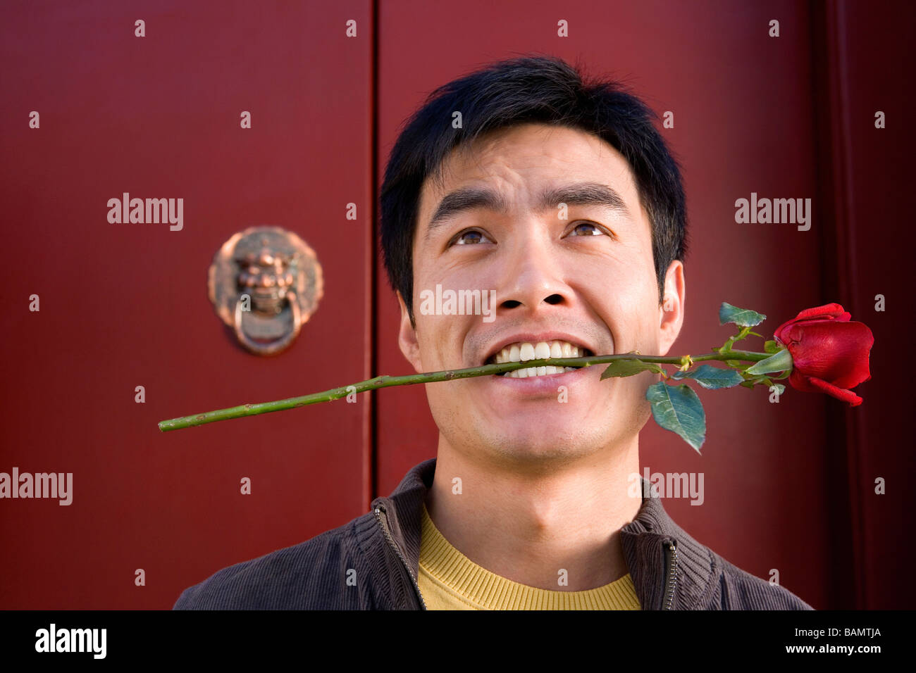 Young man rose in mouth hi-res stock photography and images - Alamy