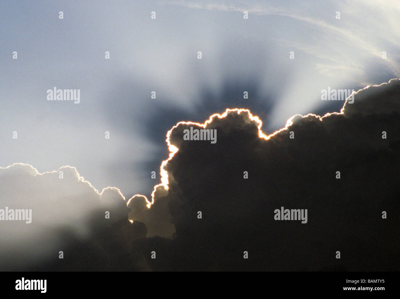 Silver gold lining storm cloud God ray sky beam promise hope dark ...