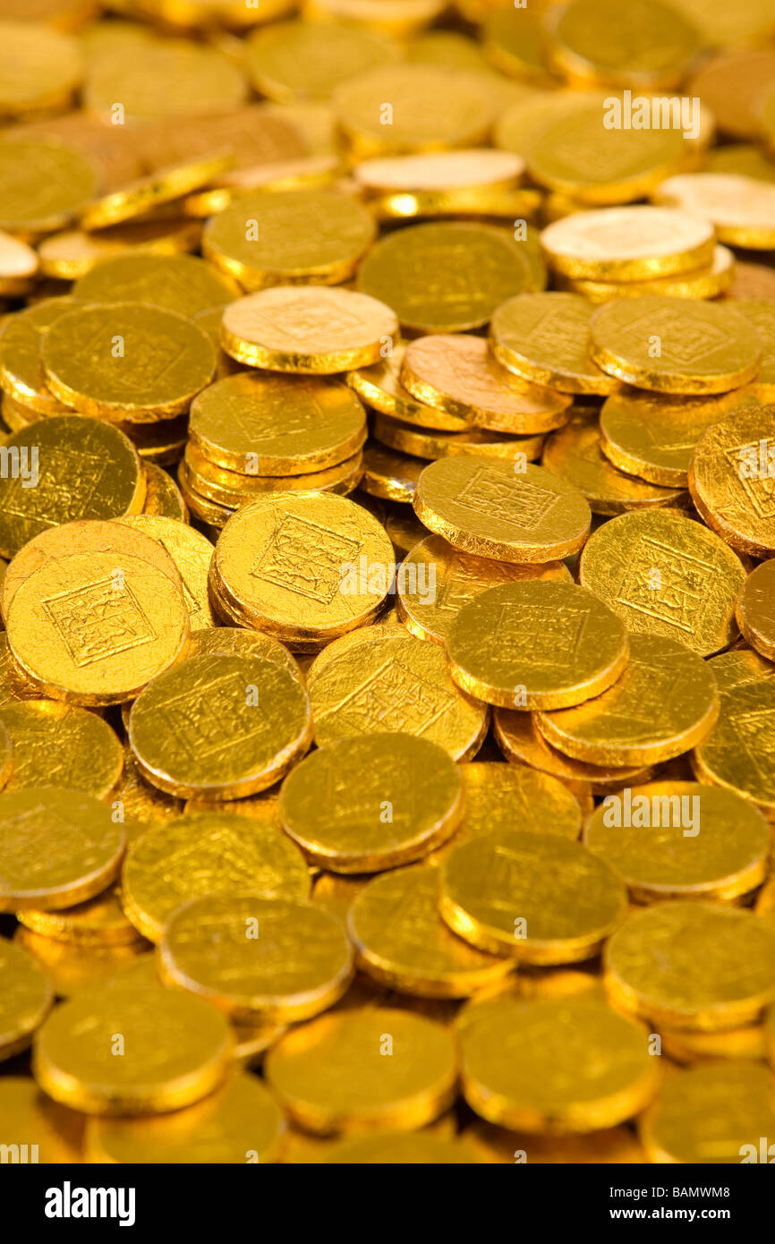 Gold Coins Symbolizing Good Luck Stock Photo - Alamy