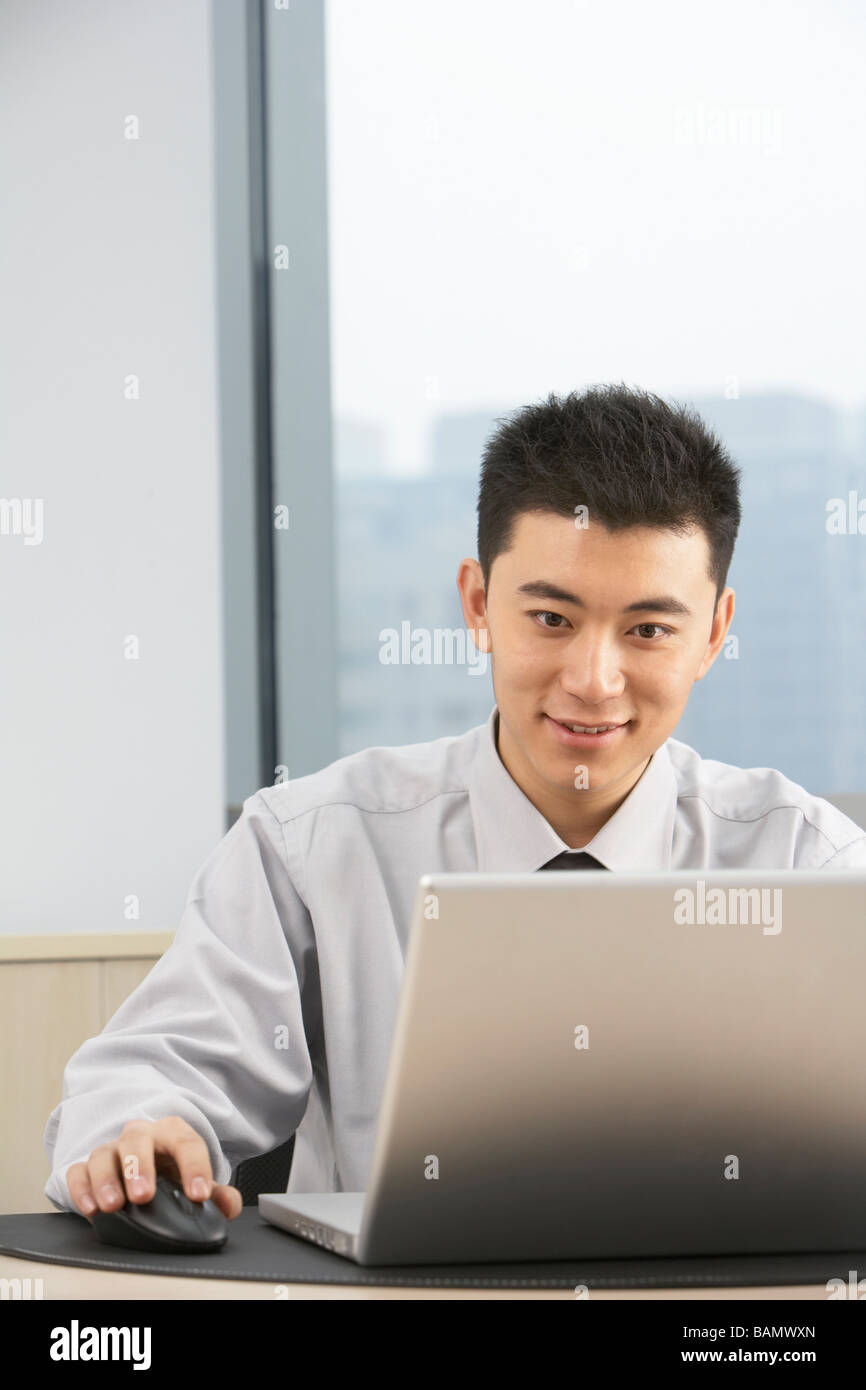 Businessman Using Computer Stock Photo - Alamy