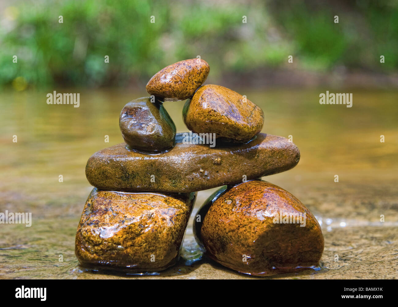 great image of a stack of rocks in a stream Stock Photo - Alamy