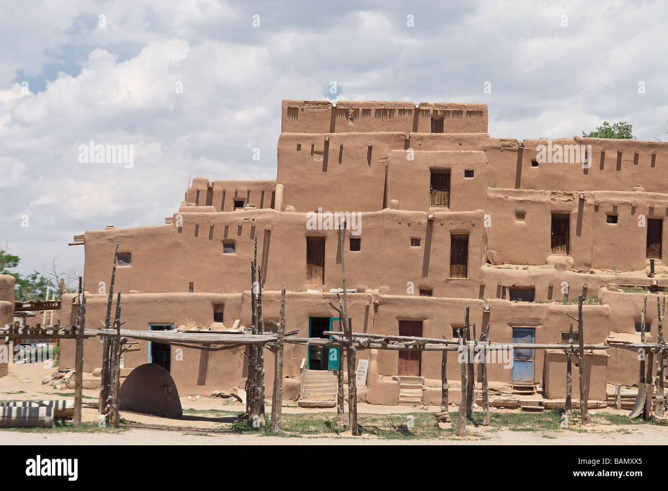 Front View of an Adobe Indian Pueblo Structure Taos Pueblo New Mexico ...