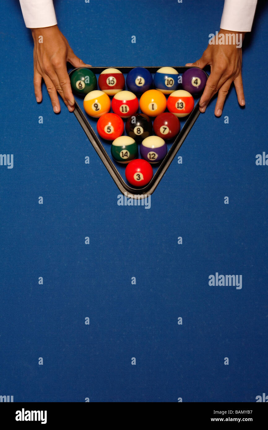 Billiard balls, racked - billiards concepts Stock Photo - Alamy