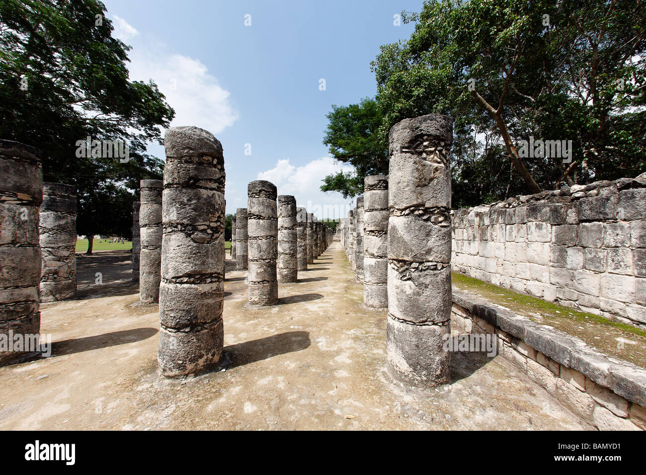 Columns of the Thousand Column Complex in Chichen Itza Mayan ...