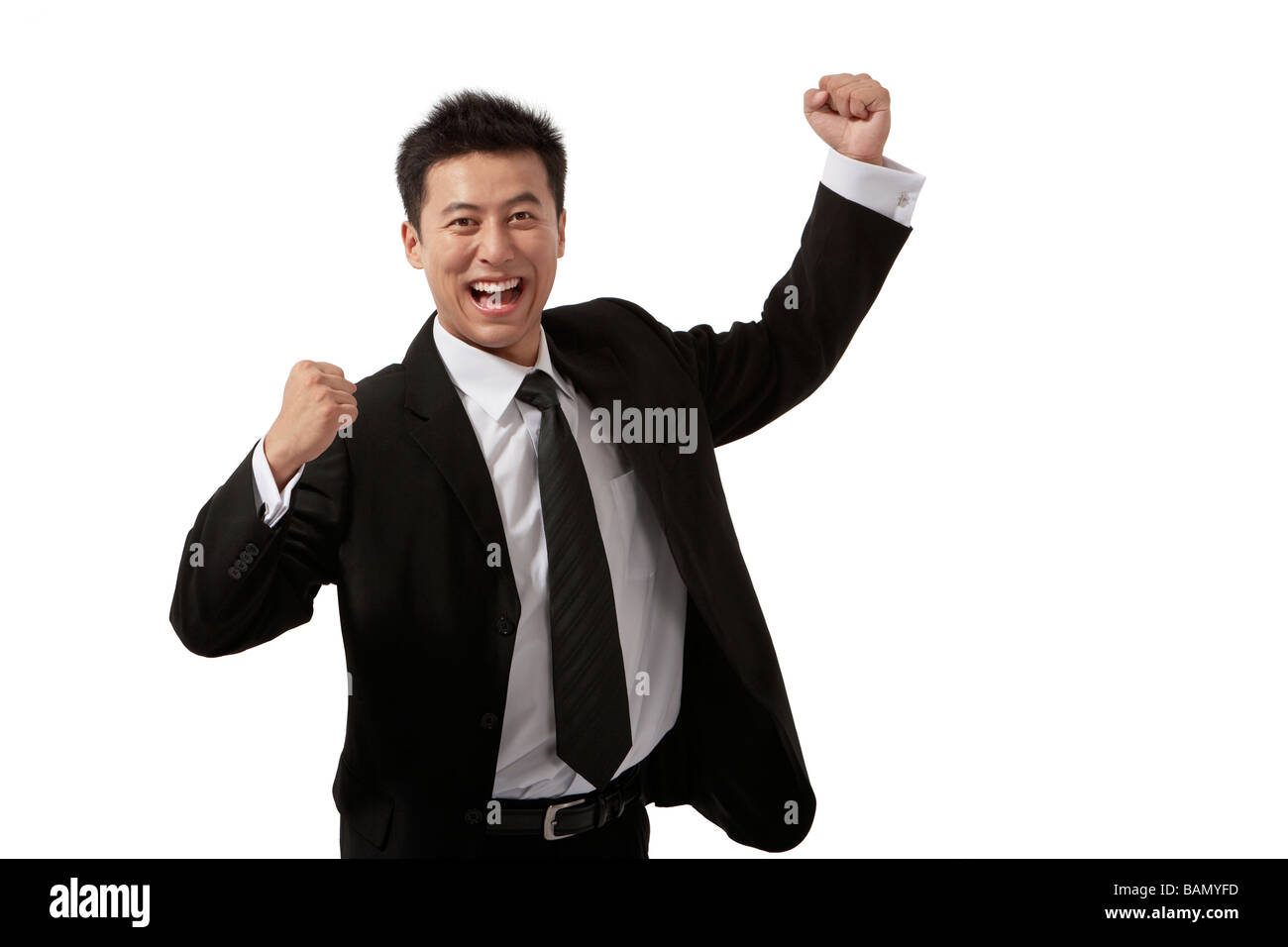 An ecstatic worker Stock Photo - Alamy