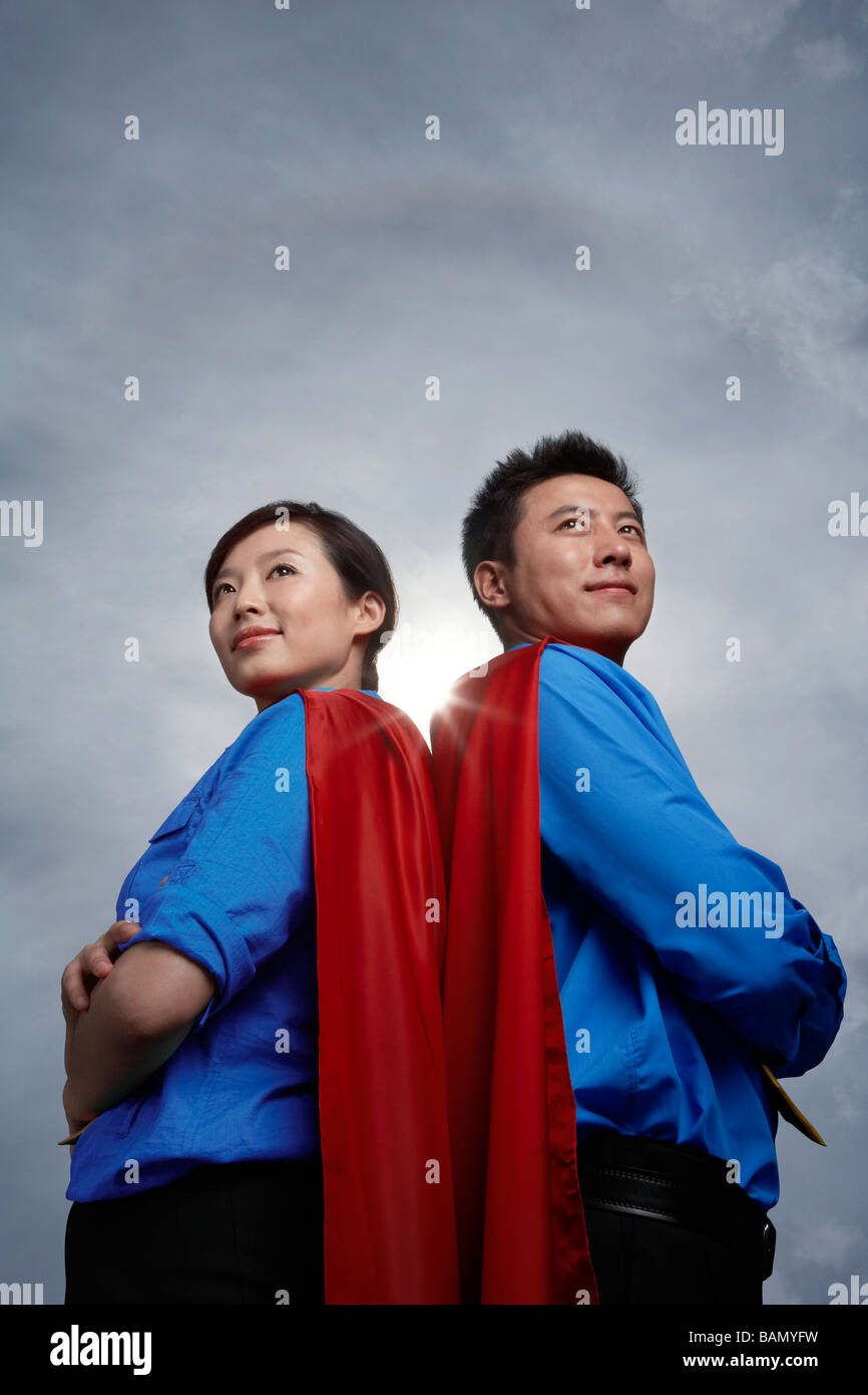 Super Corporate Man and Woman, A Super Team Stock Photo - Alamy