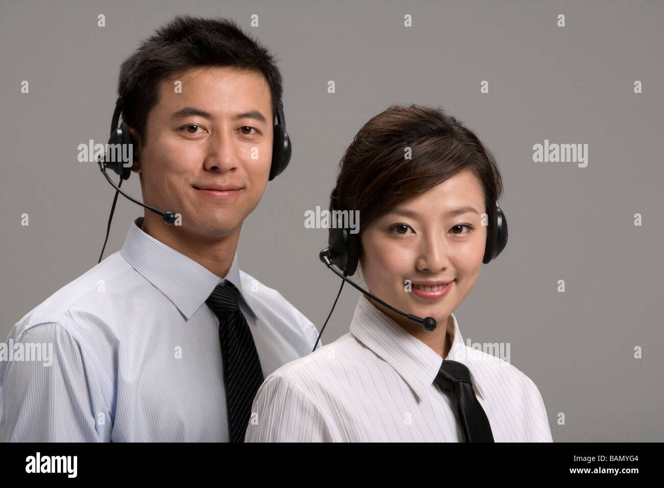 Portrait of a phone service team Stock Photo - Alamy