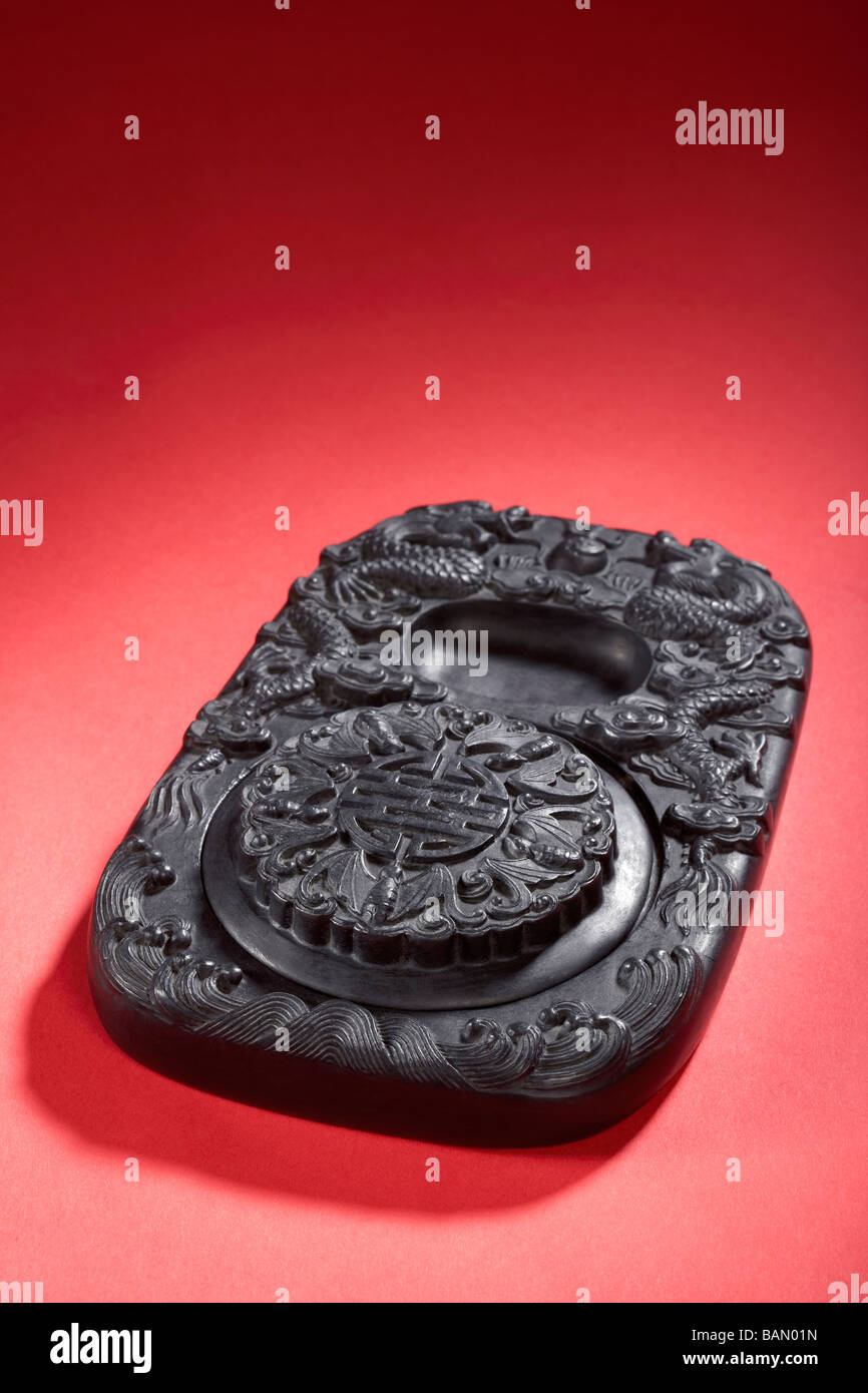 Chinese calligraphy ink stone Stock Photo - Alamy
