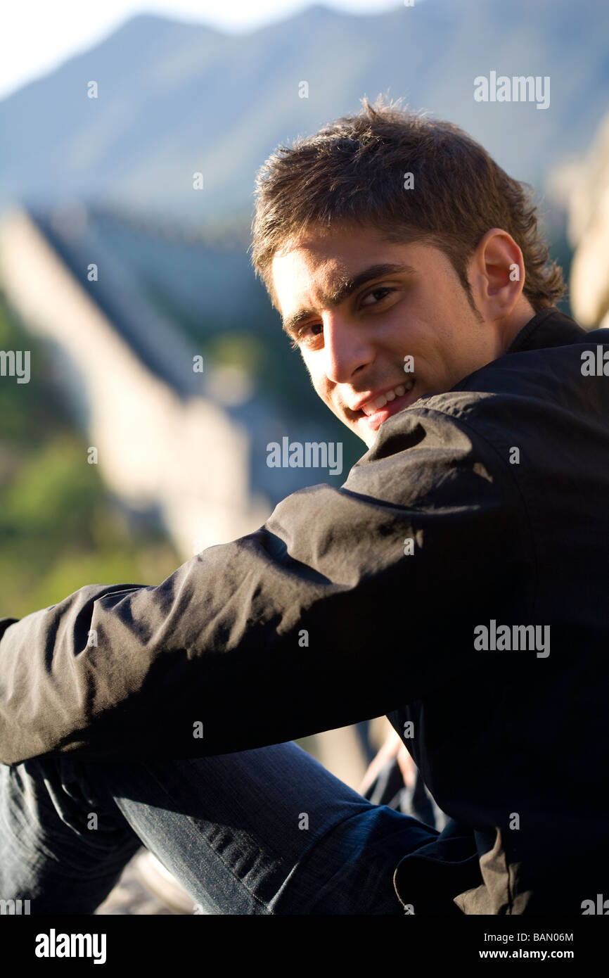 Happy man great wall china hi-res stock photography and images - Alamy