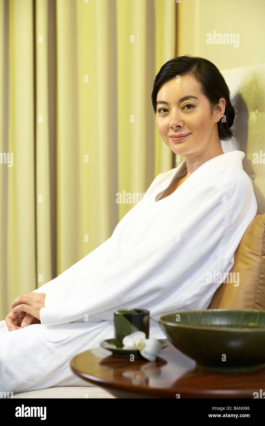Woman relaxing at a spa Stock Photo - Alamy