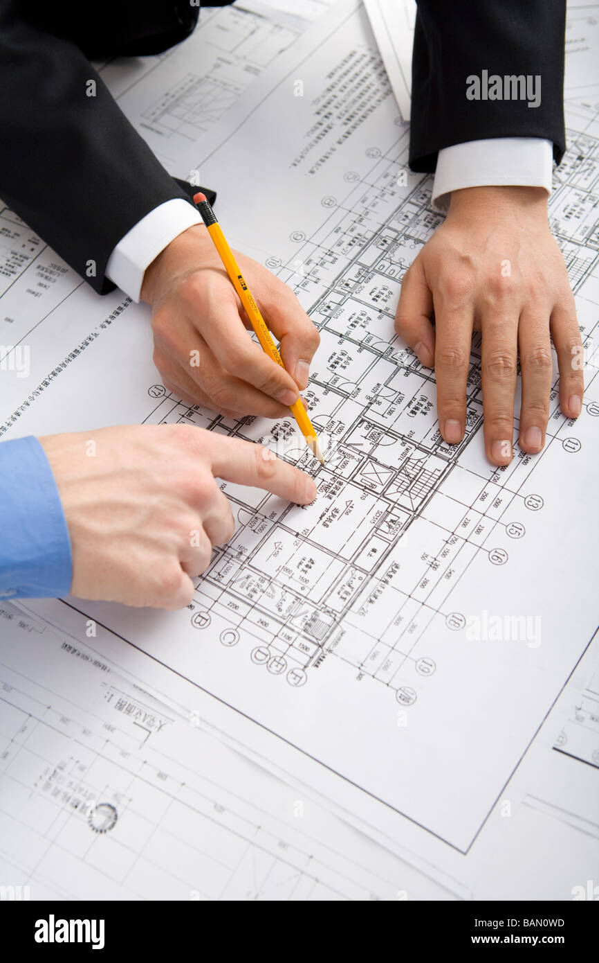 Close up image architects plans hi-res stock photography and images - Alamy