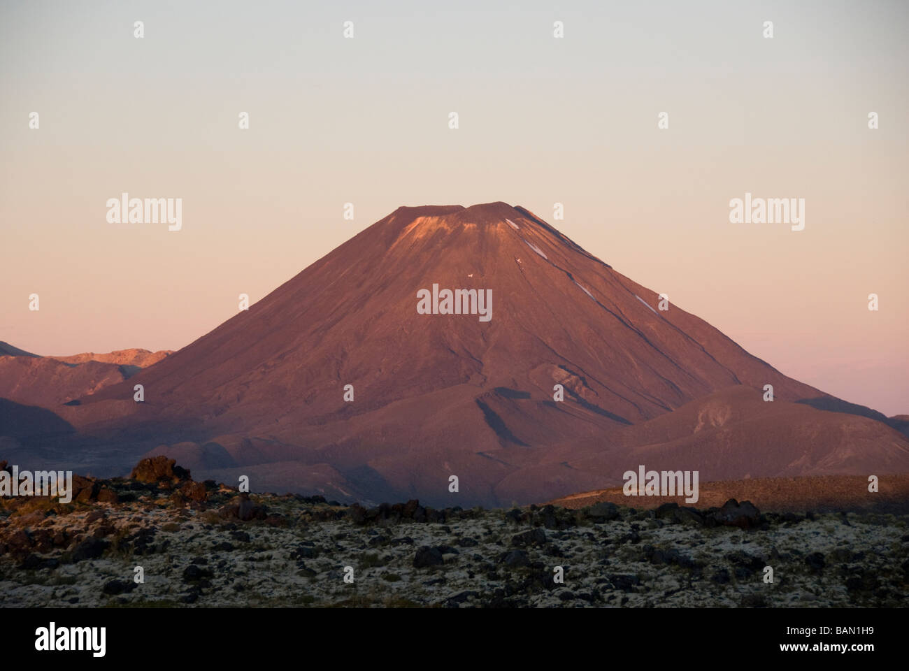 Mount Ngaruhoe at sunset Tongariro National Park, North Island, New ...