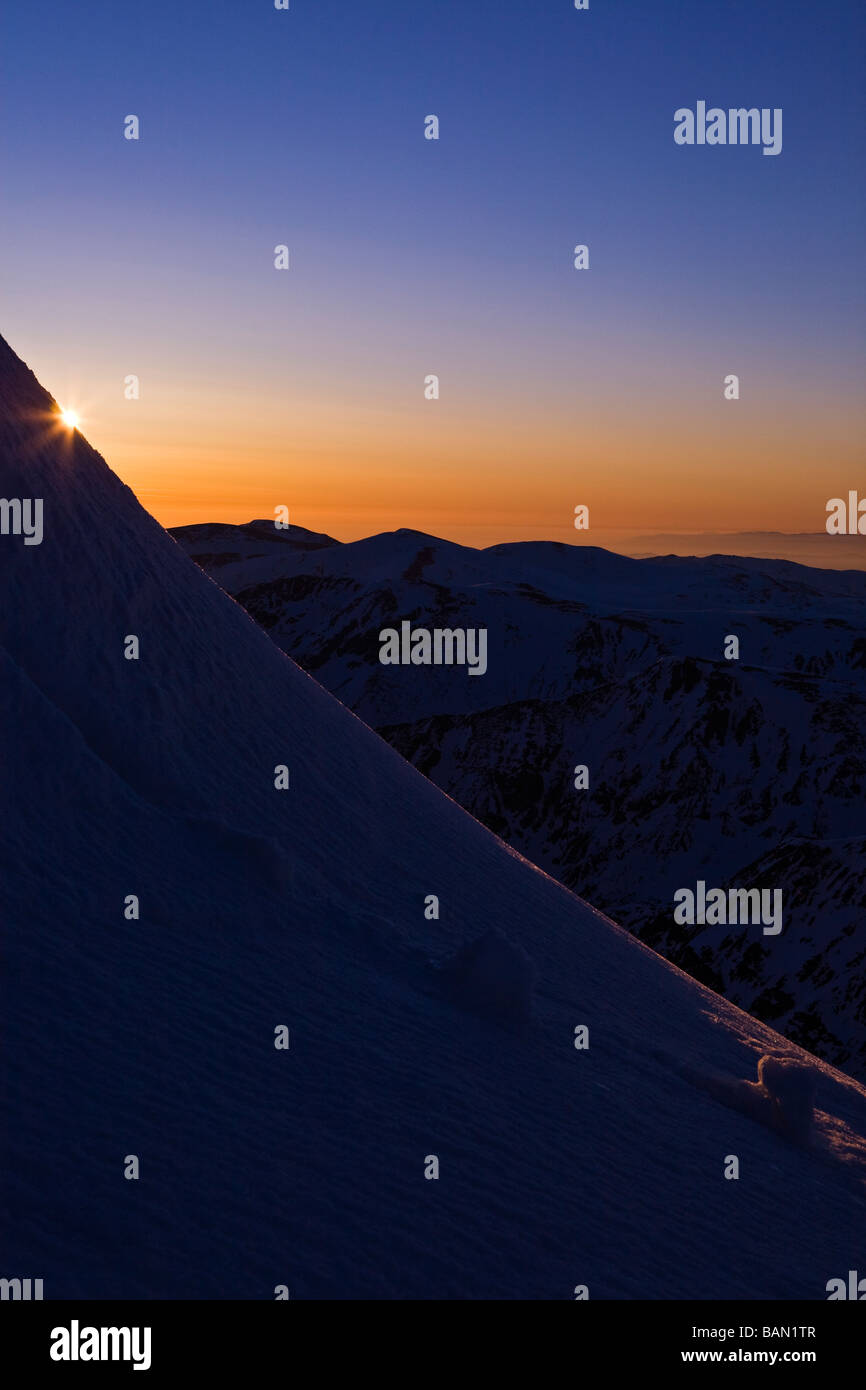 winter scenery, view from Mussala peak, Rila mountain, the highest ...