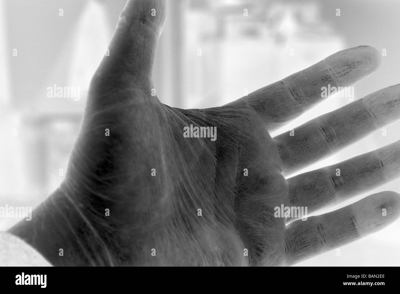 Man hand palm side view Black and White Stock Photos & Images - Alamy
