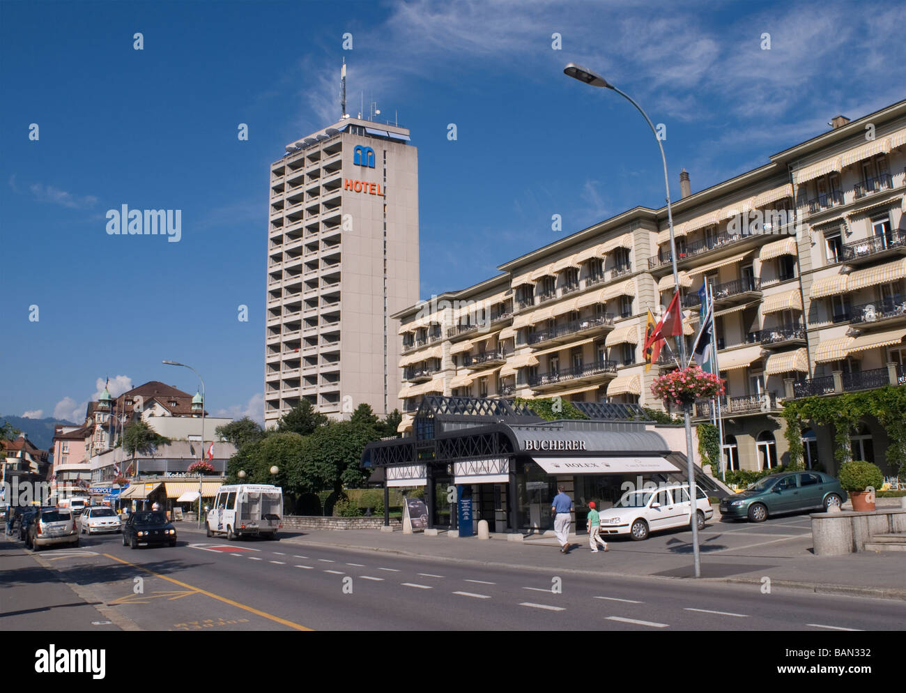 hotels along the main street of Interlaken Bern Canton Switzerland ...