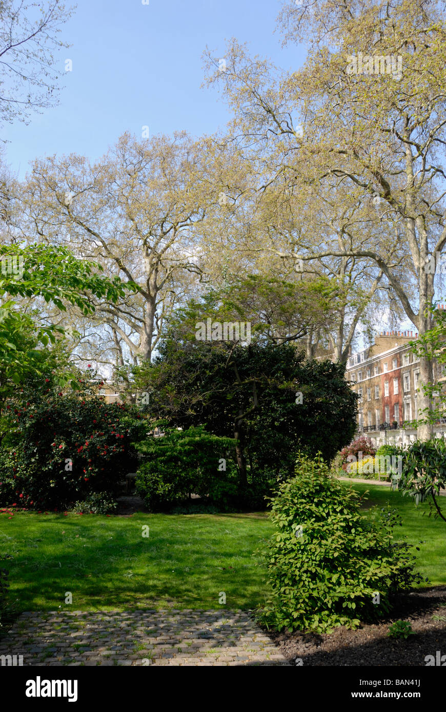 Private communal gardens in Connaught Square Bayswater London W2 Stock ...