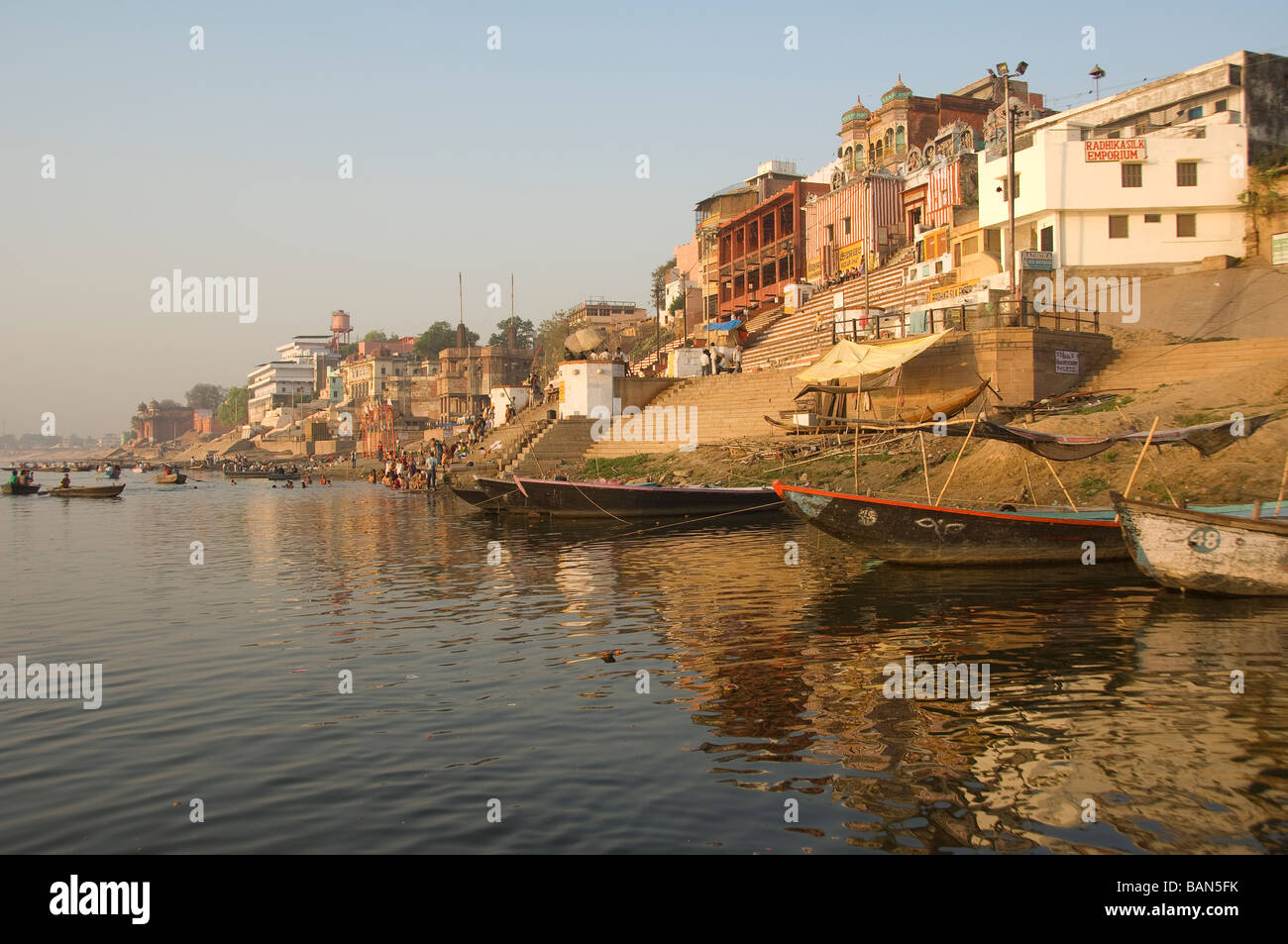 Ghats along the Gange river Varanasi Benares Uttar Pradesh India Stock ...