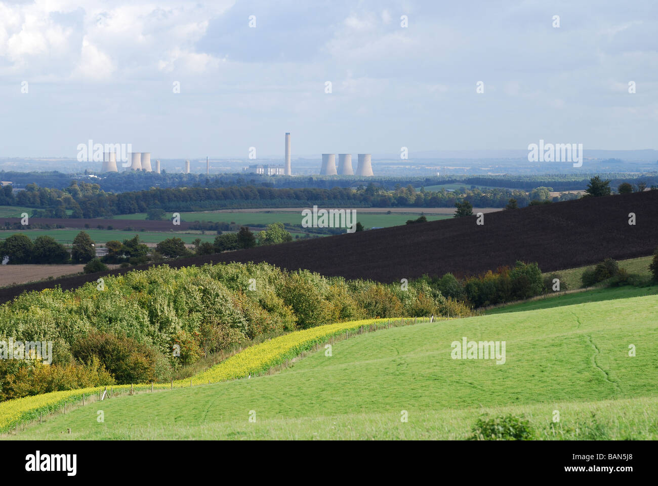 Countryside with Didcot Power Station Oxfordshire England Viewed from ...