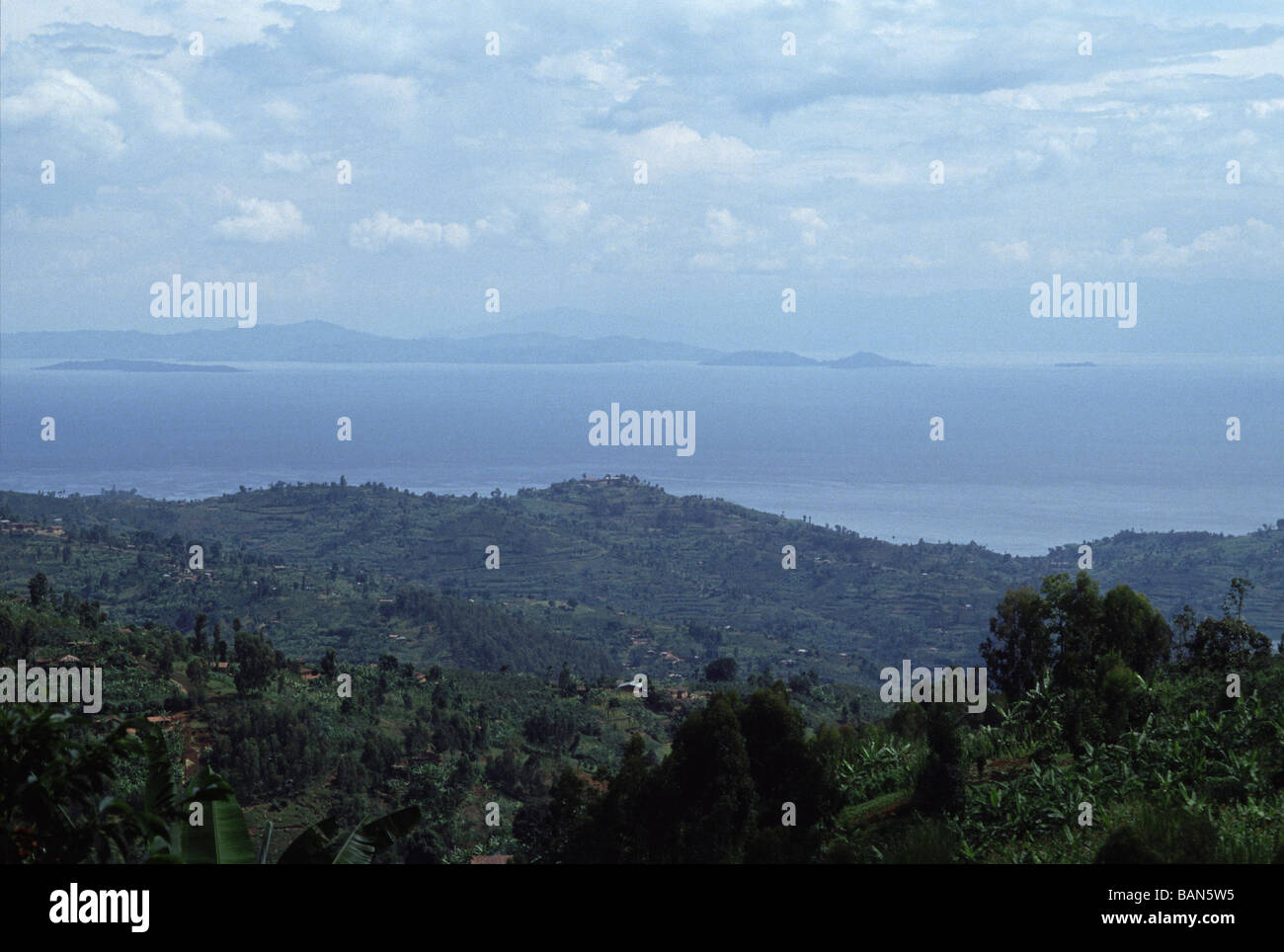 Lake Kivu a volcanic lake on the Rwandan border with the Central ...