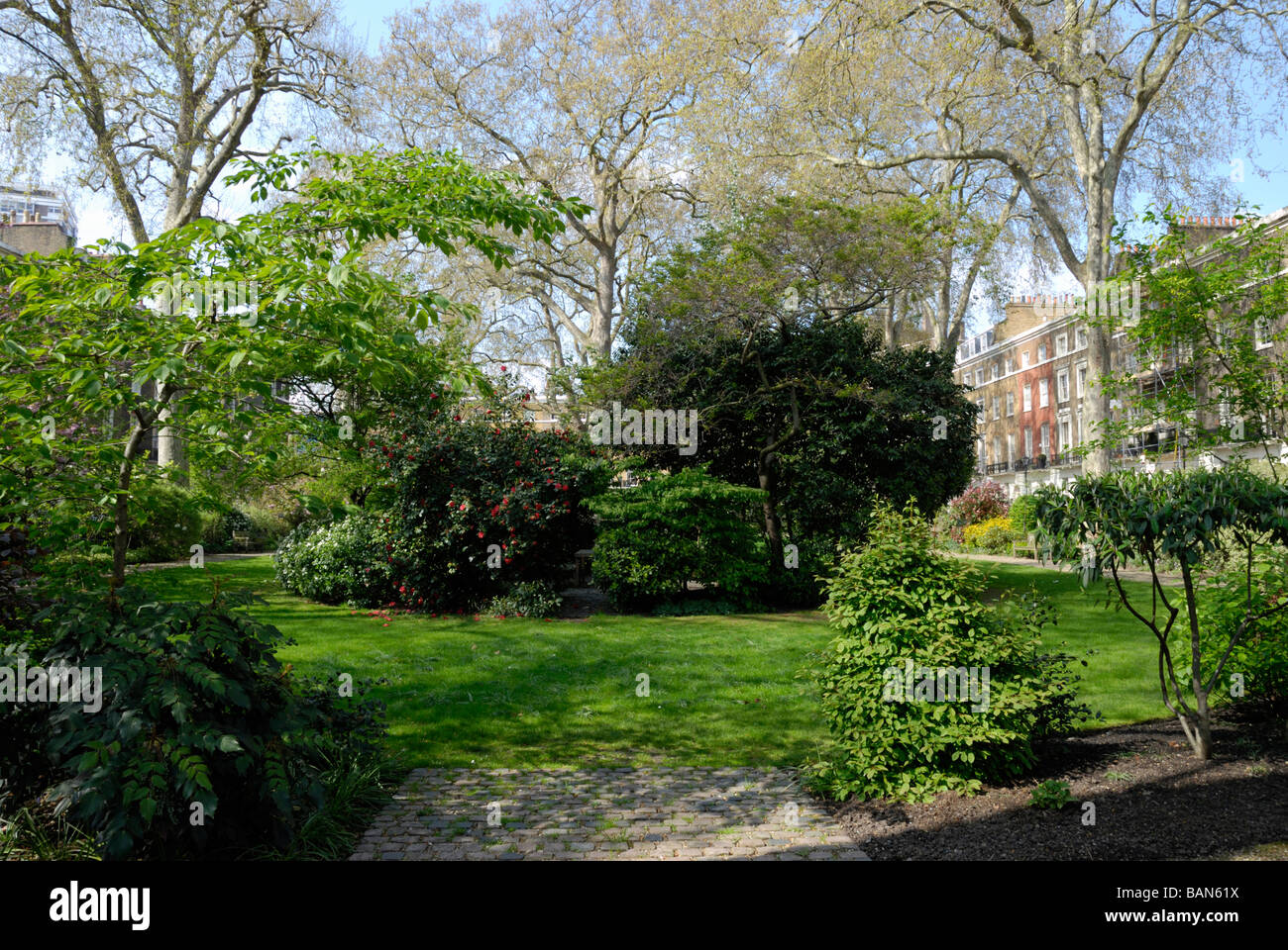 Private communal gardens in Connaught Square Bayswater London W2 Stock ...