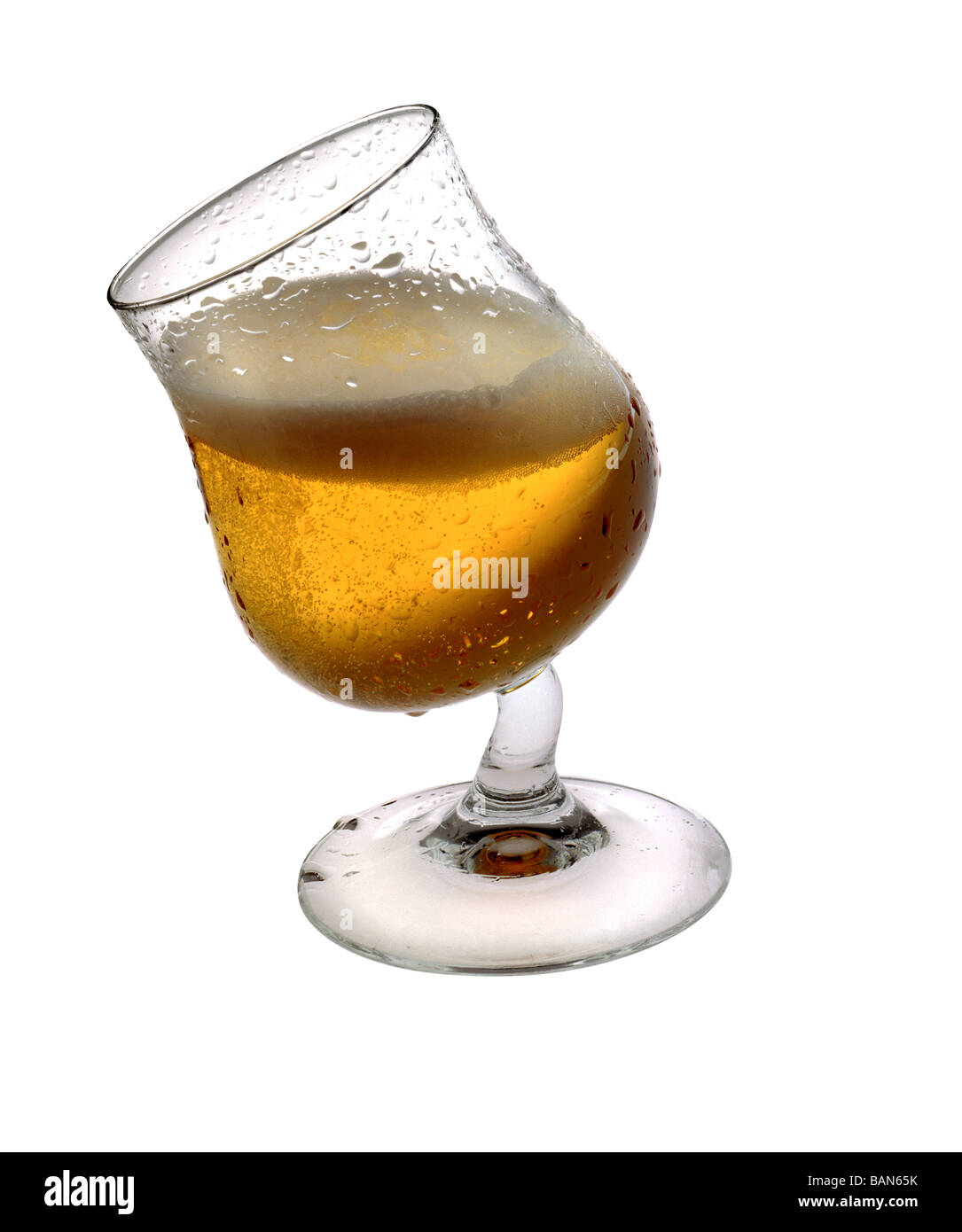 beer in a crooked glass Stock Photo - Alamy