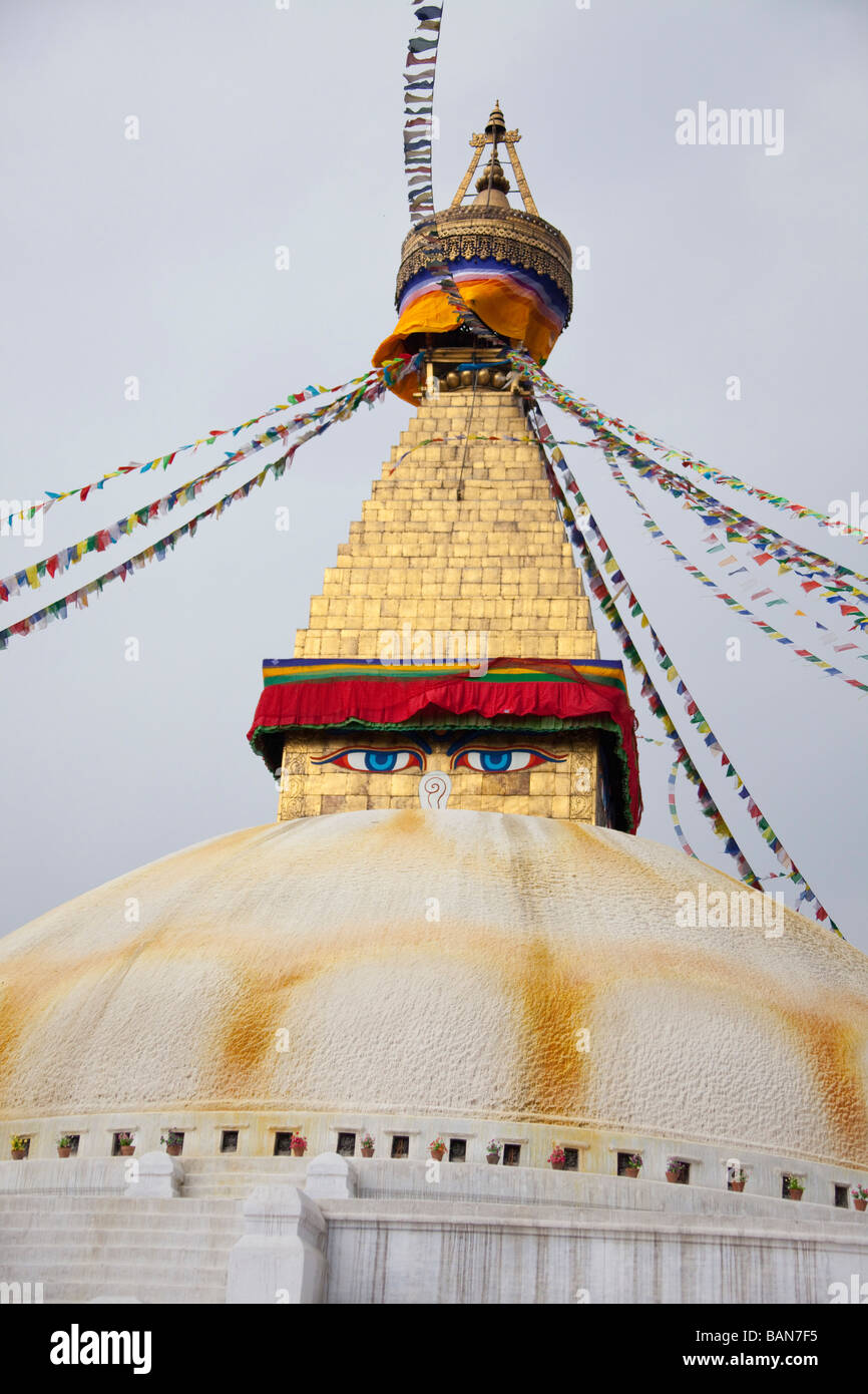 Boudhanath - Bouddhanath, Bodhnath or Baudhanath stupa temple. Roof ...