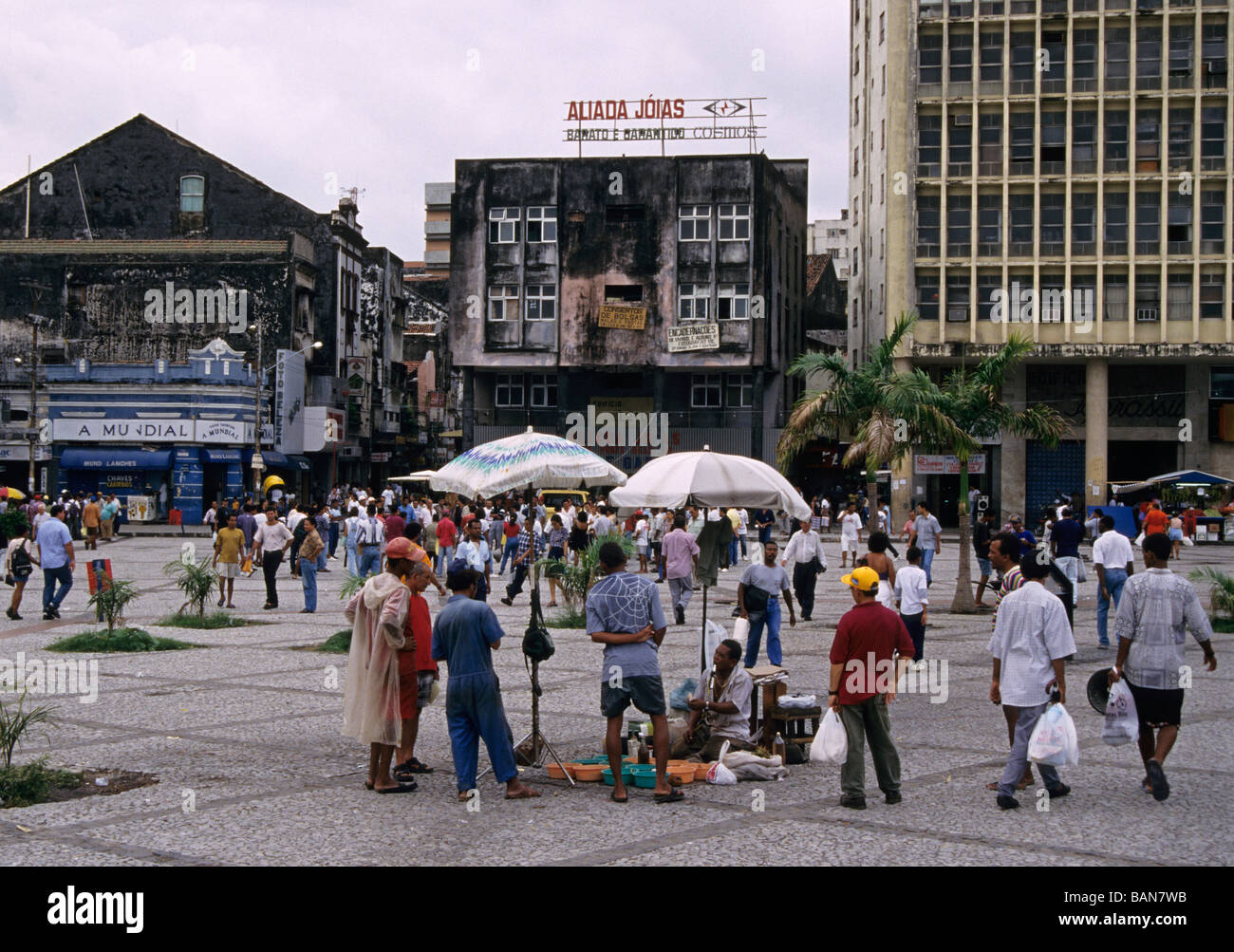 people in a square in the old city of Recife Pernambuco state Brazil ...