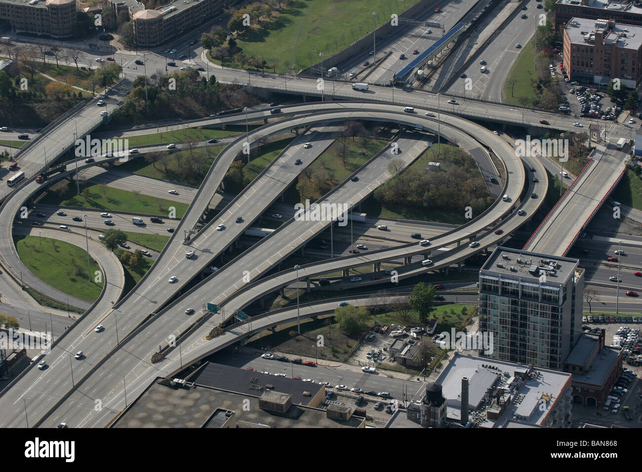 aerial highway interstate Chicago Illinois Stock Photo - Alamy