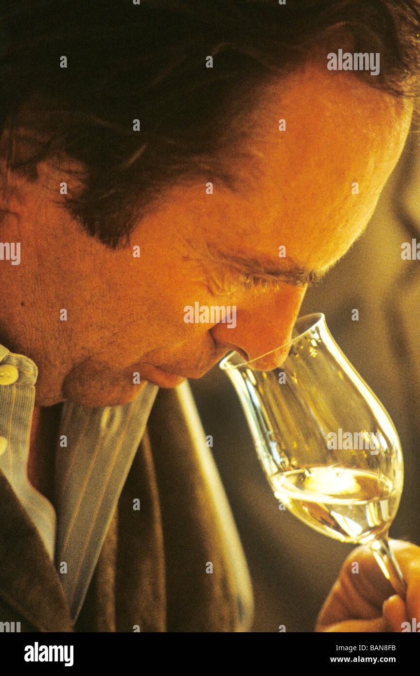 portrait of man tasting wine Stock Photo - Alamy