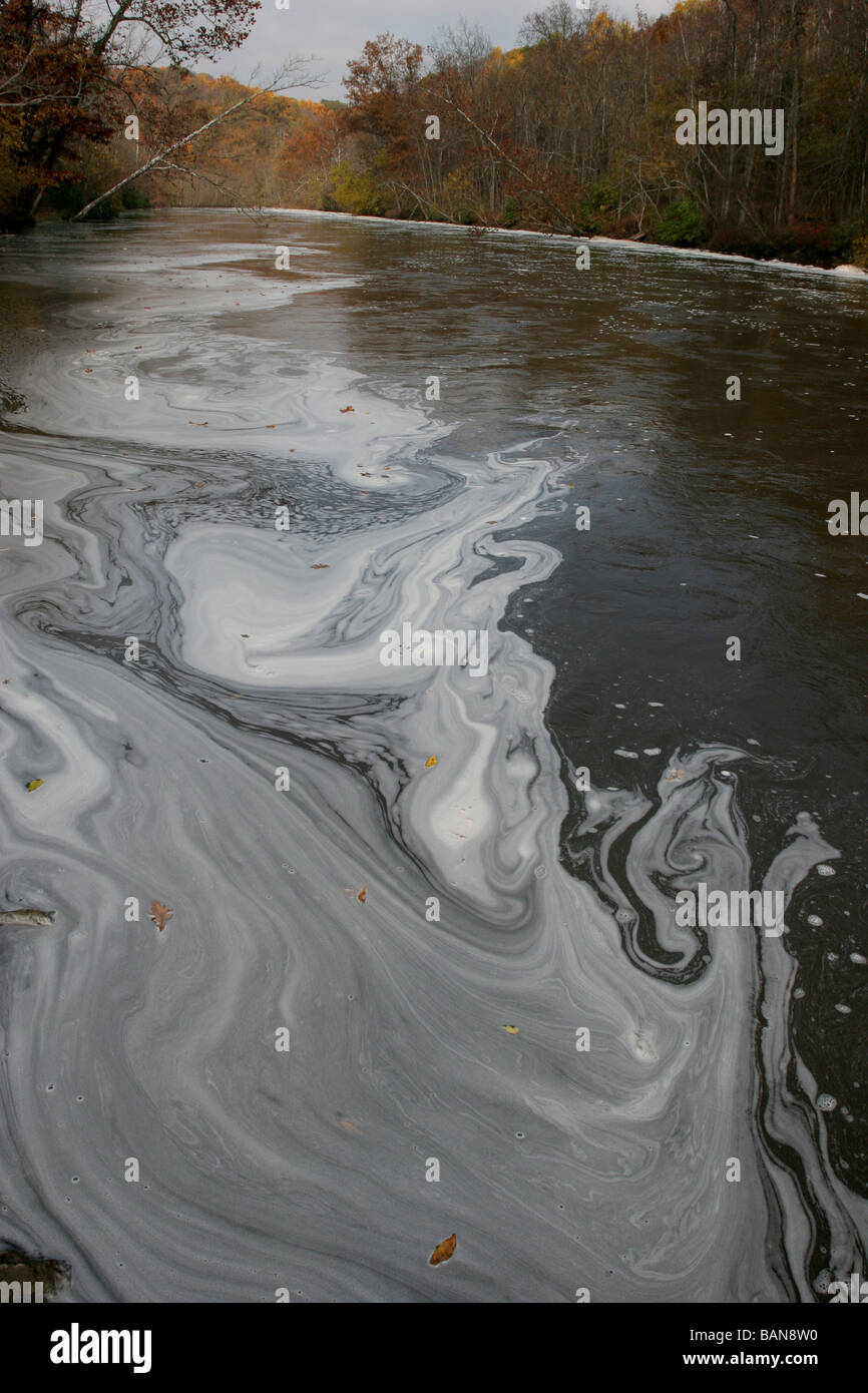 water river pollution foam Stock Photo - Alamy