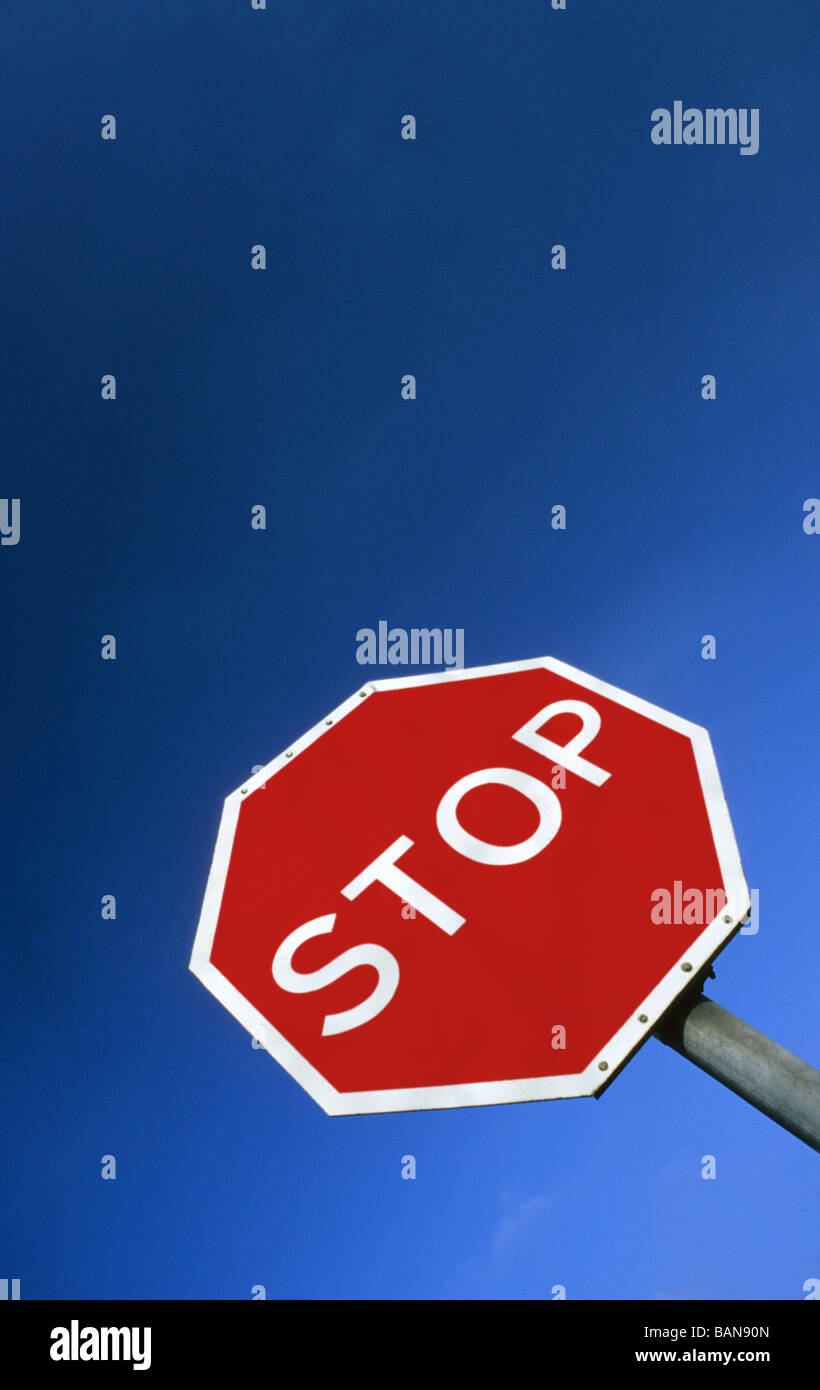 roadside stop sign at road junction near Leeds Yorkshire UK Stock Photo ...