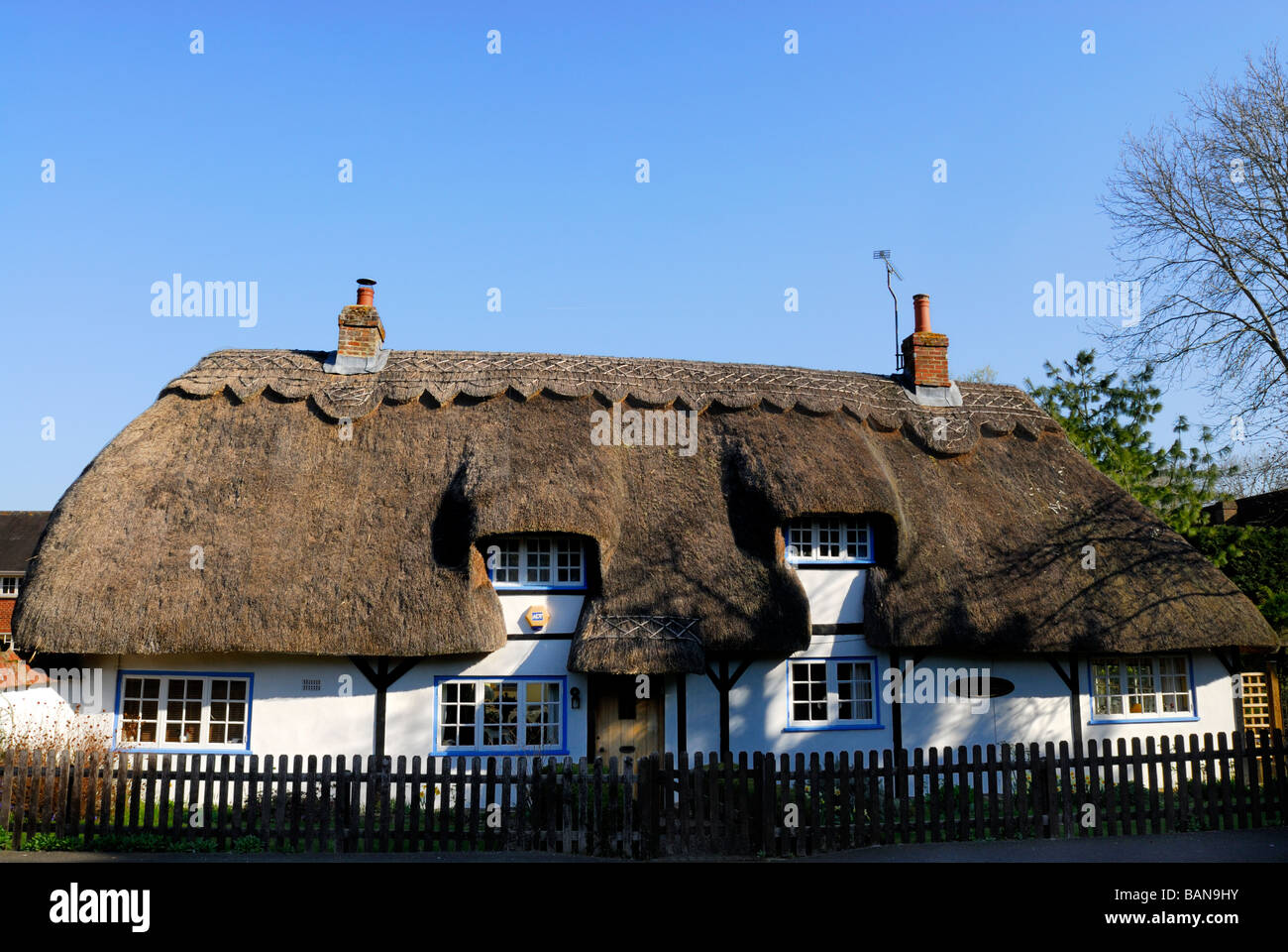 Traditional thatched cottage near Monxton Wiltshire England UK Stock ...