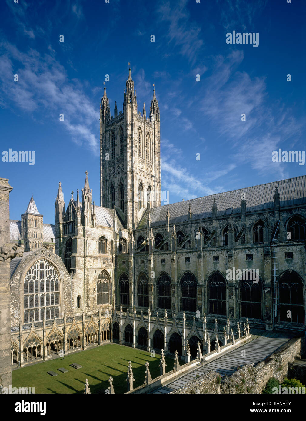 Canterbury Cathedral Bell Harry Tower with cloisters Stock Photo - Alamy