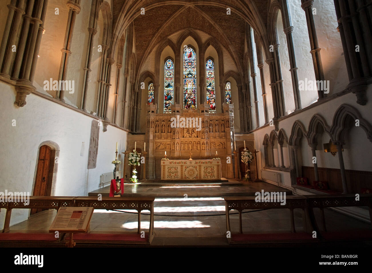 The interior of Brecon Cathedral, Brecon, Wales Stock Photo - Alamy