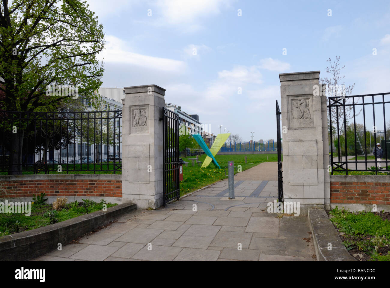 Entrance to Mile End Sports Park in Stepney London Stock Photo - Alamy