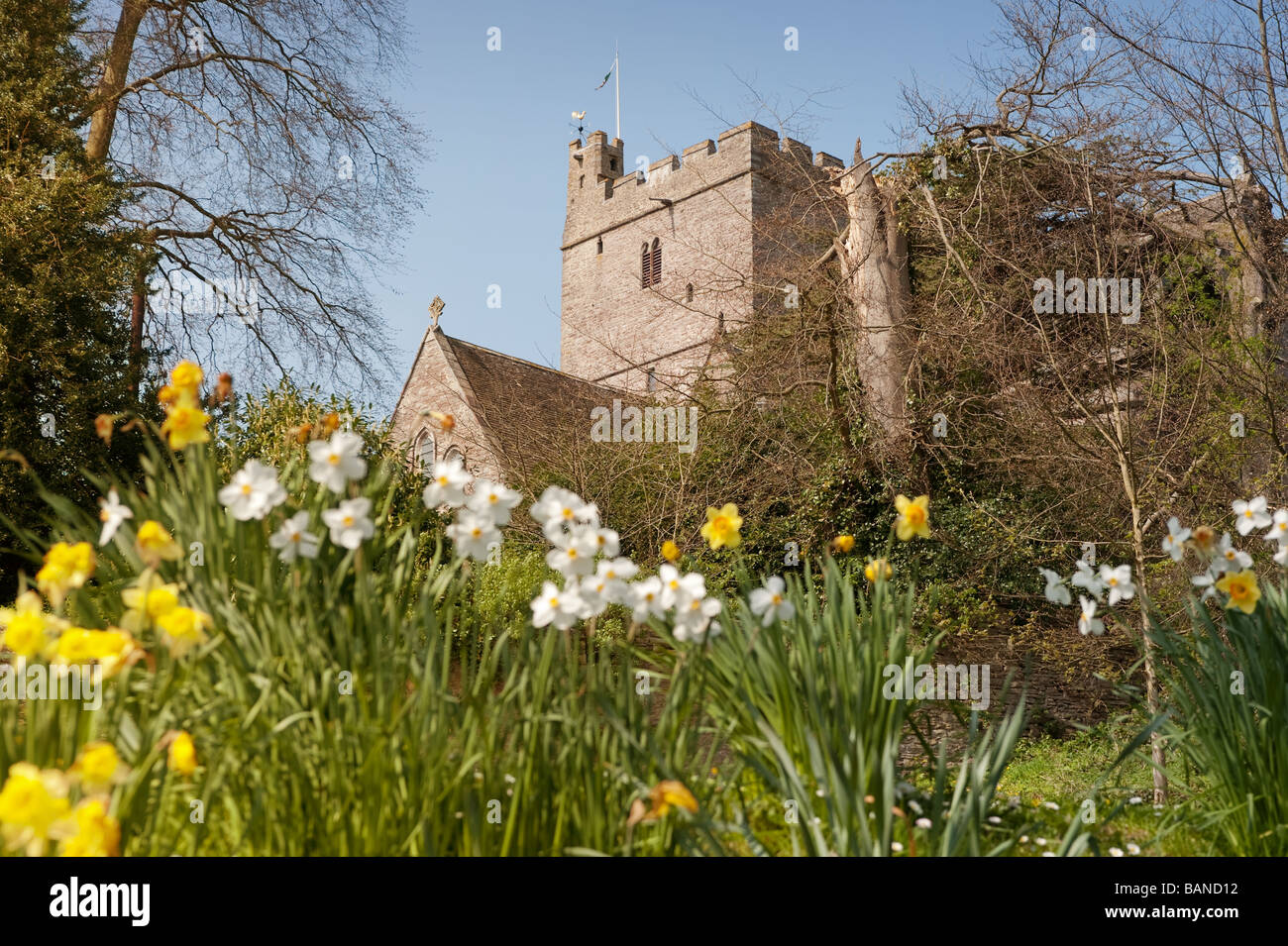The exterior of Brecon Cathedral, Brecon, Wales, UK in springtime Stock ...