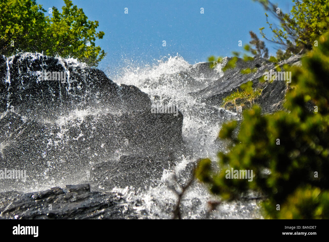 Creek falling down the rocks Stock Photo - Alamy