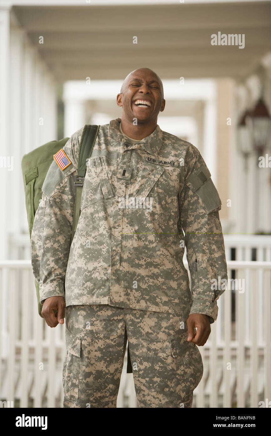 African man in military uniform laughing Stock Photo - Alamy