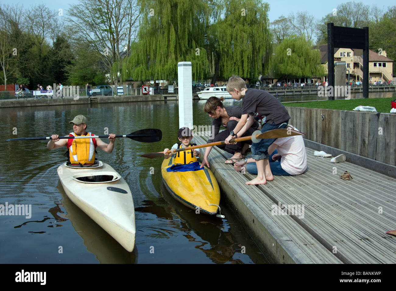 family canoeing canoeists kayak learning happy out allington river ...