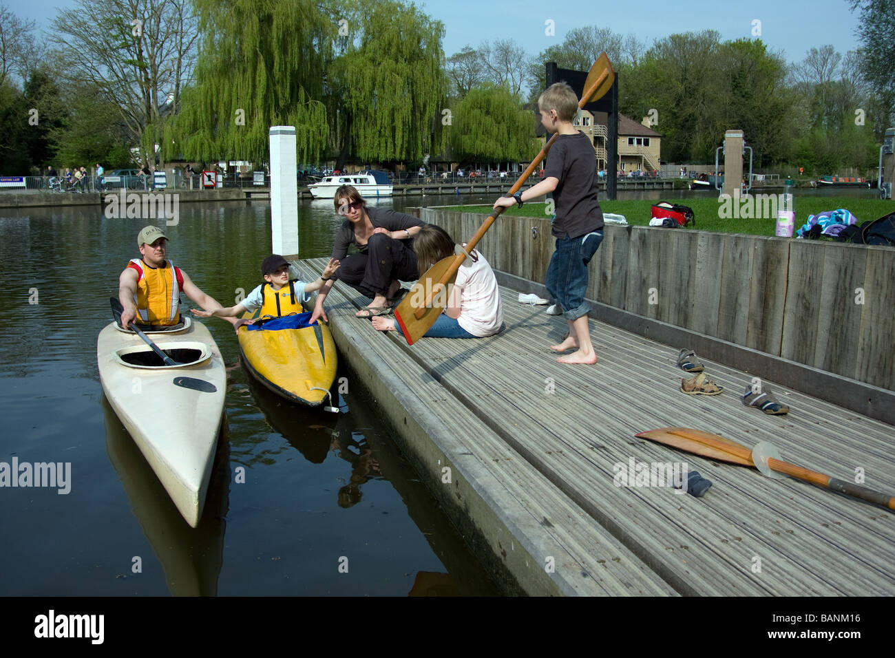 family canoeing canoeists kayak learning happy out allington river ...