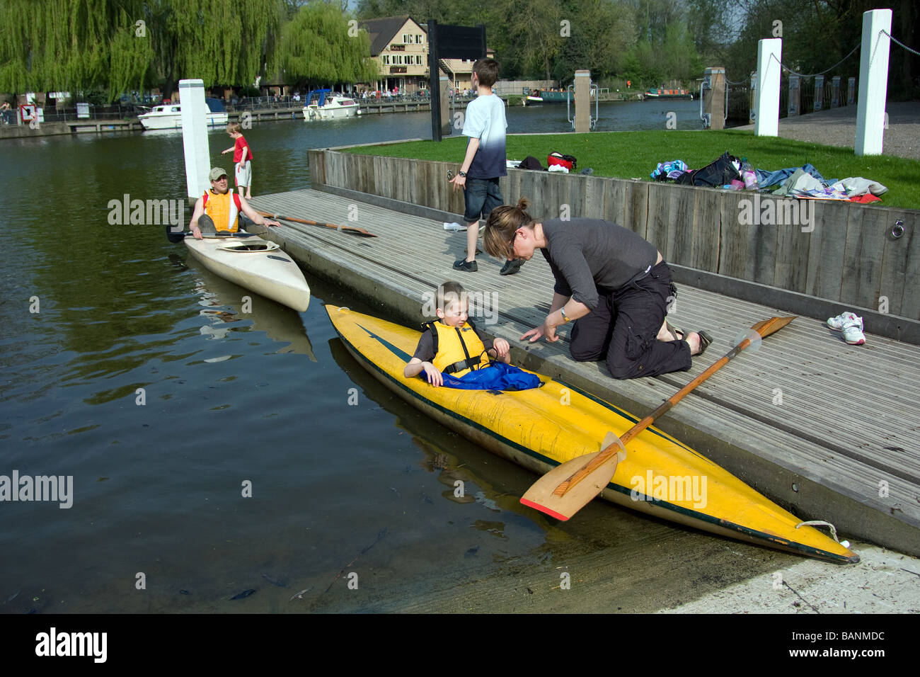 family canoeing canoeists kayak learning happy out allington river ...